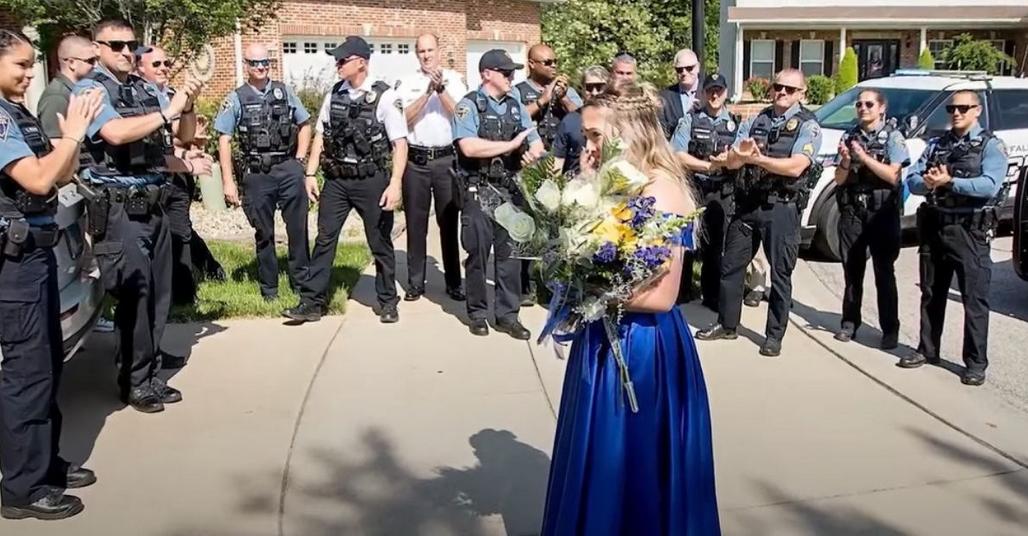 Cops Show Up To Give Daughter Of Late Officer A Sweet Send Off To Prom