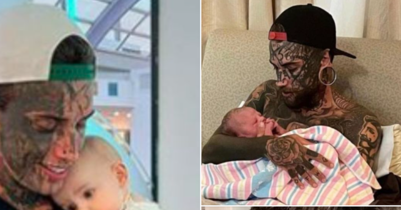 A 24-year-old father, who has several tattoos all over his body, makes ...